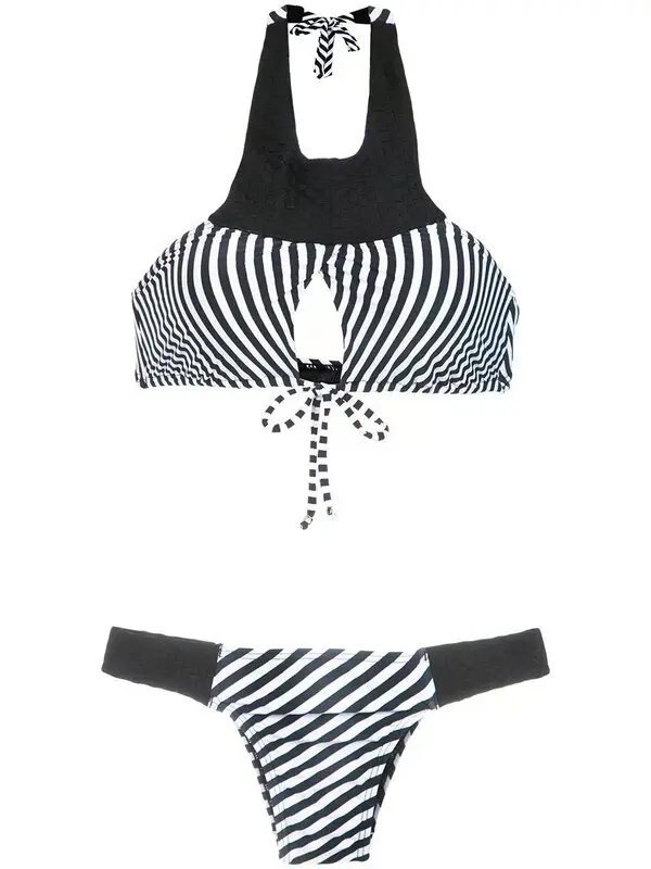 AMIR SLAMA Striped Bikini Set - Black