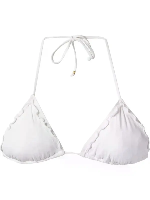 AMIR SLAMA Ruffled Trim Triangle Bikini Top - White