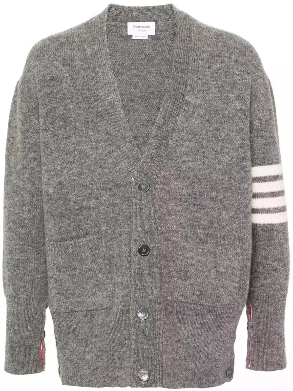 Thom Browne 4-bar Mélange Wool Cardigan