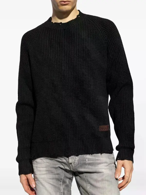 Dsquared2 Logo-patch Waffle-knit Jumper