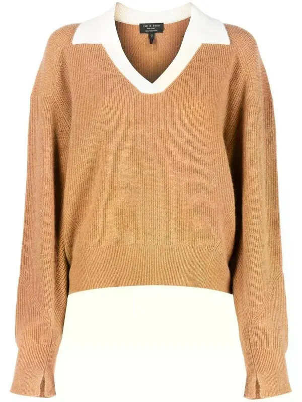 Rag & Bone Collared Cashmere Jumper - Brown
