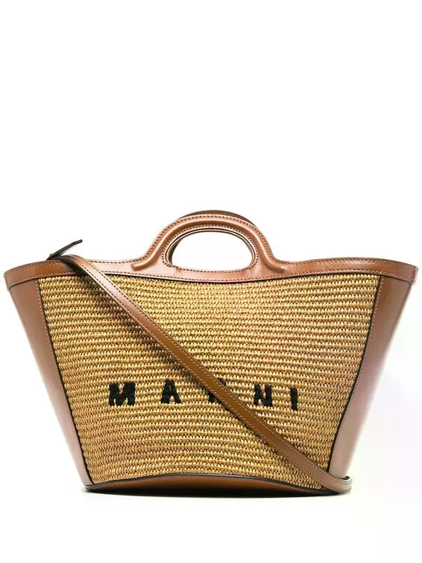 Marni Small Tropicalia Logo-embroidered Bag - Neutrals