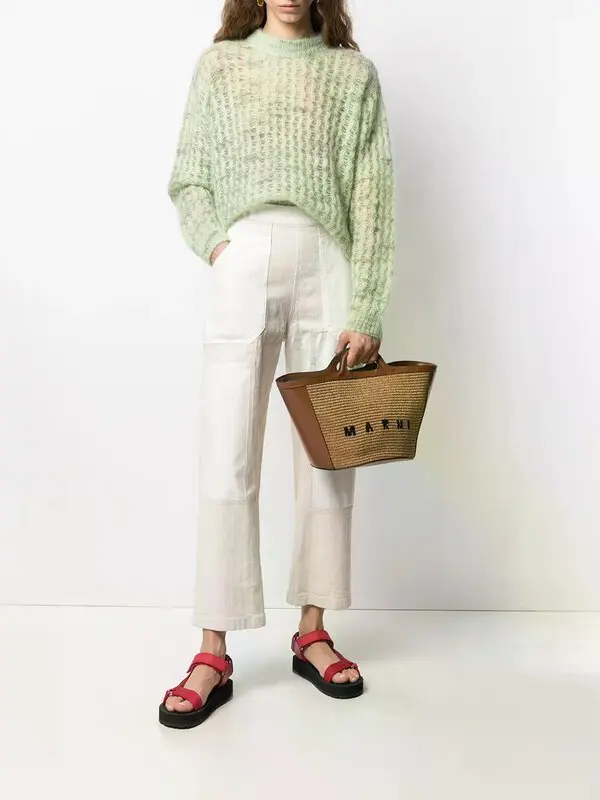 Marni Small Tropicalia Logo-embroidered Bag - Neutrals