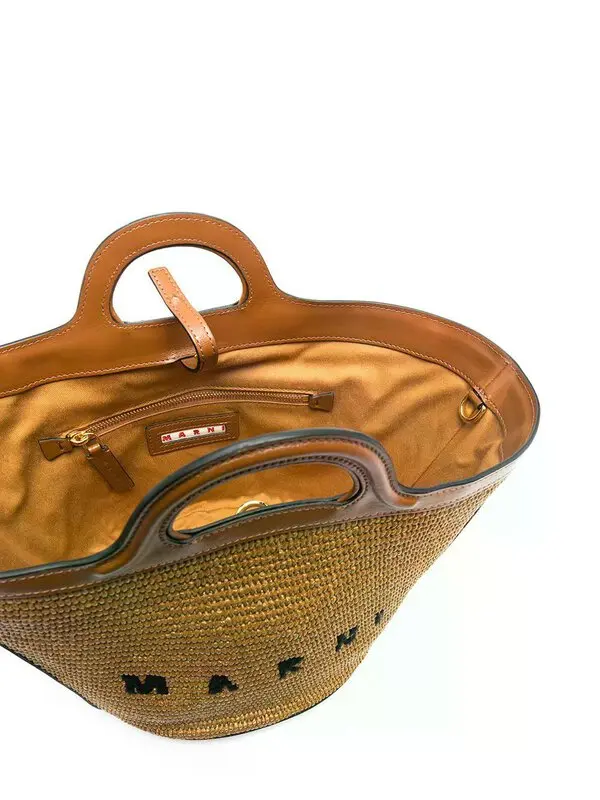 Marni Small Tropicalia Logo-embroidered Bag - Neutrals