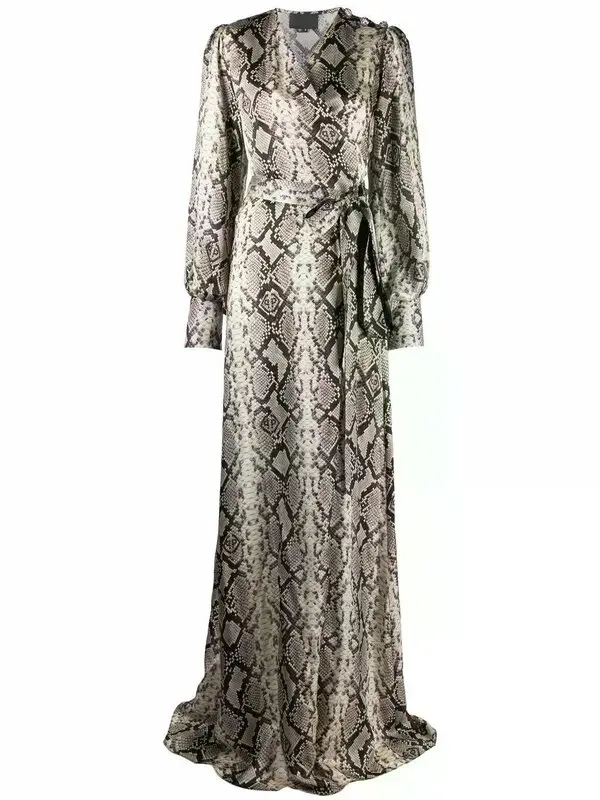 Philipp Plein Python-print Silk Long Dress
