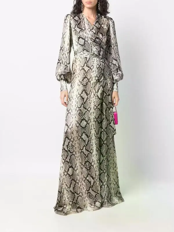 Philipp Plein Python-print Silk Long Dress