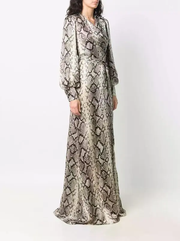 Philipp Plein Python-print Silk Long Dress