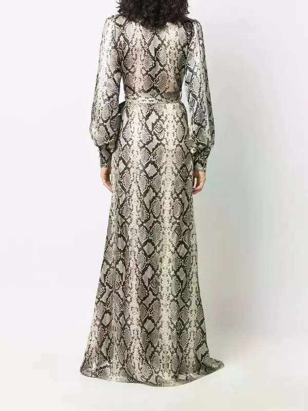 Philipp Plein Python-print Silk Long Dress