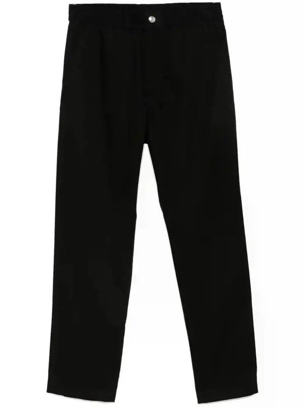 Maison Kitsuné Tapered Leg Cotton Twill Trousers - Black