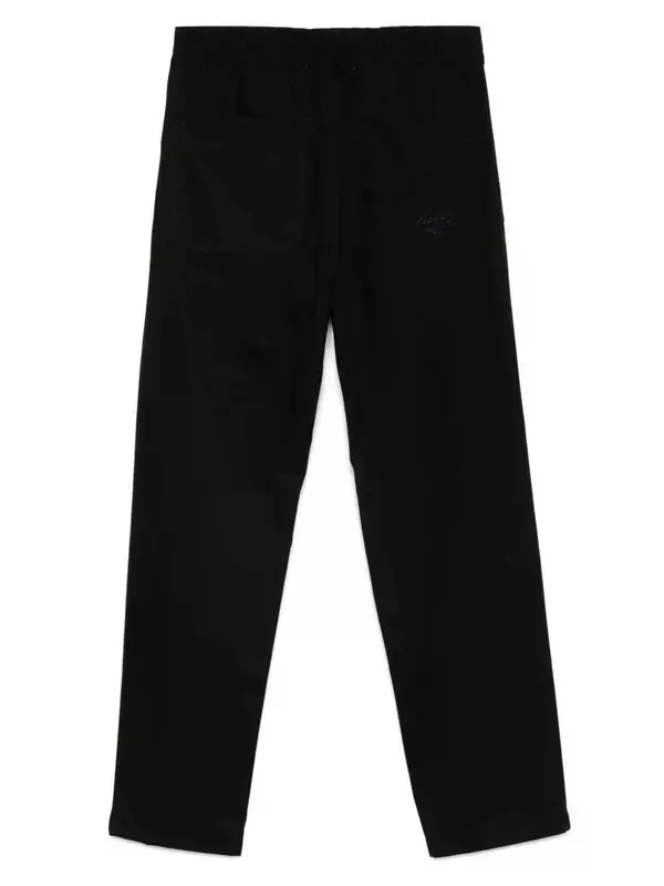 Maison Kitsuné Tapered Leg Cotton Twill Trousers - Black
