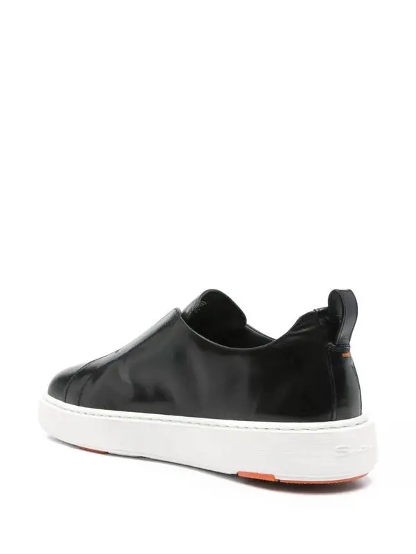 Santoni Slip-on Leather Sneakers - Black