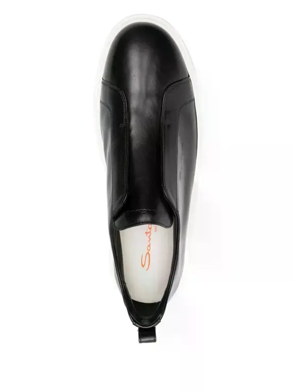 Santoni Slip-on Leather Sneakers - Black