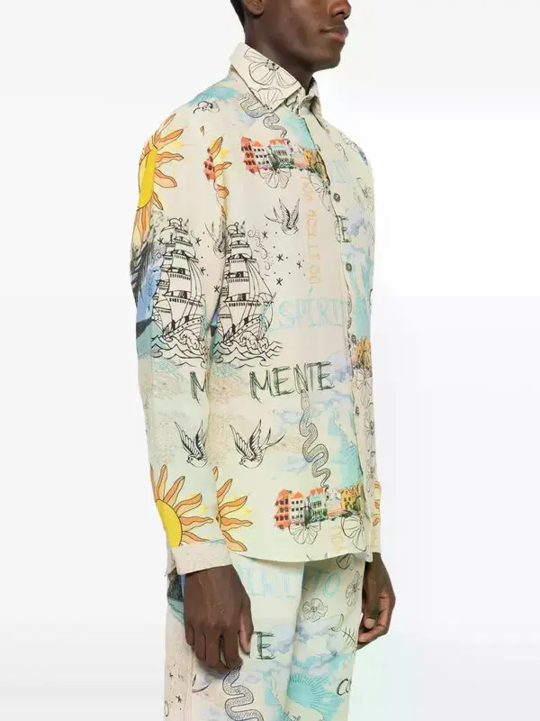 AMIR SLAMA Graphic-print Button-up Shirt