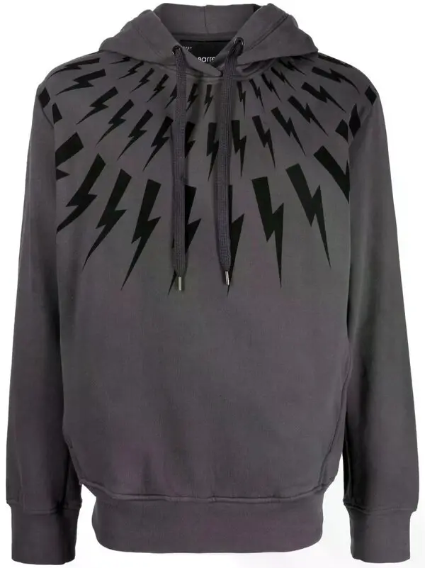 Neil Barrett Thunderbolt-print Cotton Hoodie - Grey