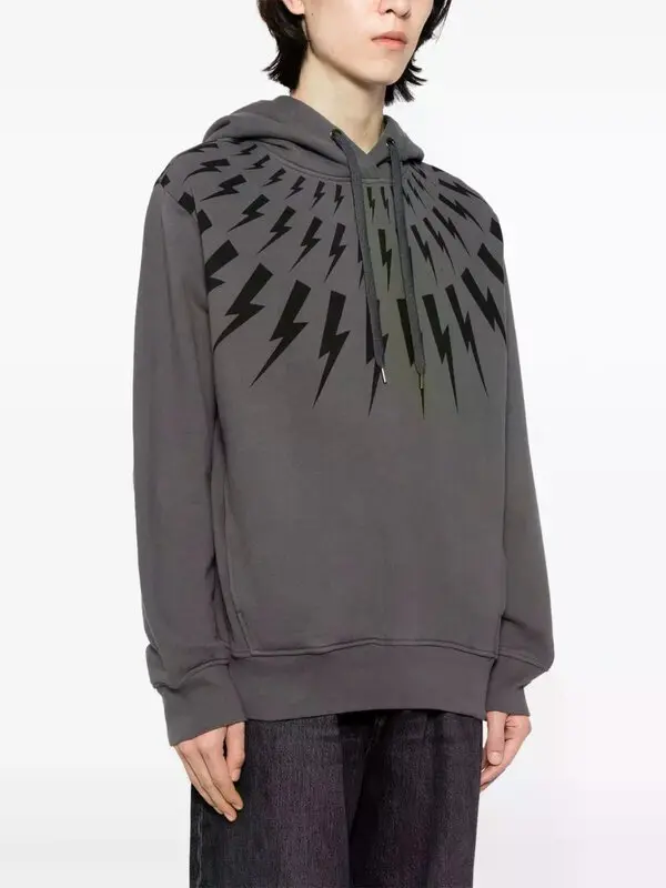 Neil Barrett Thunderbolt-print Cotton Hoodie - Grey