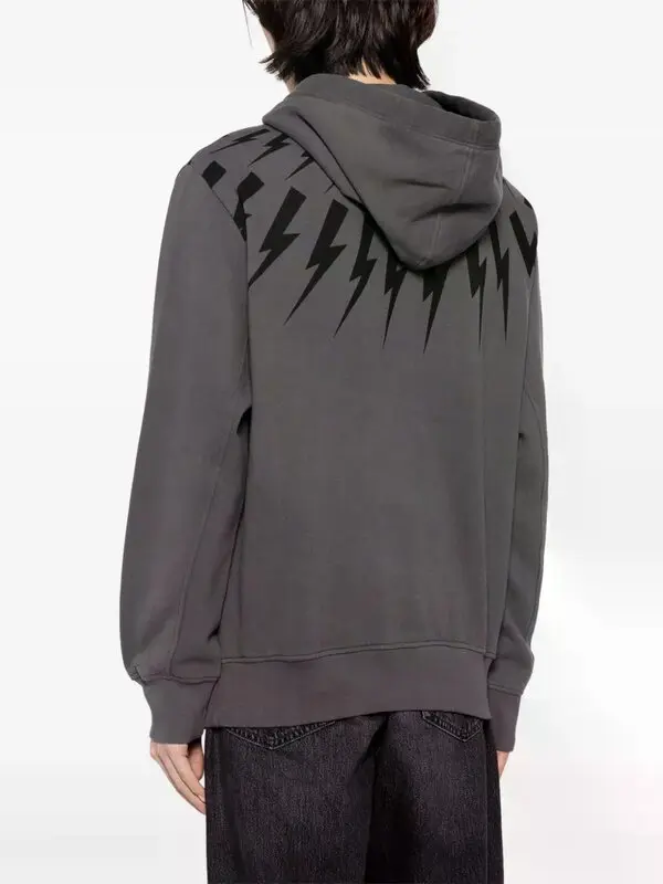 Neil Barrett Thunderbolt-print Cotton Hoodie - Grey