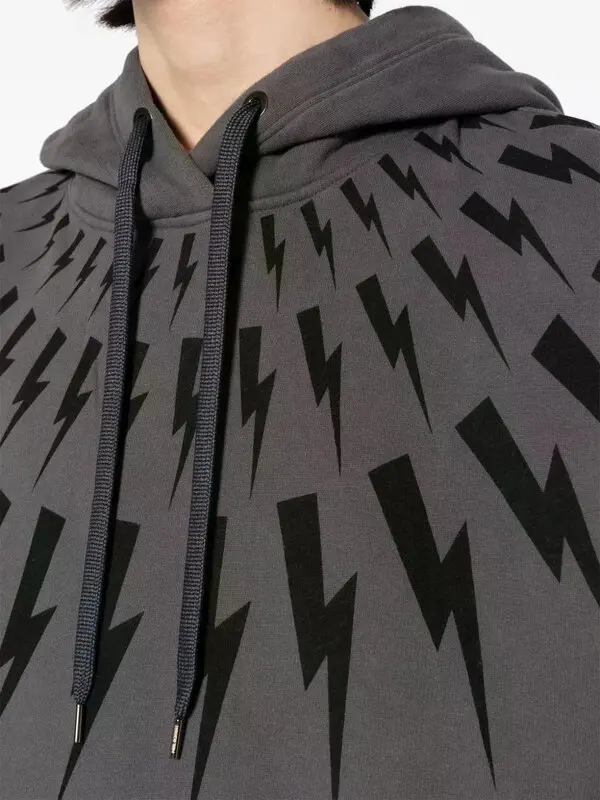 Neil Barrett Thunderbolt-print Cotton Hoodie - Grey