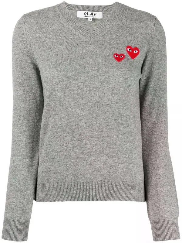 Play Comme Des Garcon Long Sleeve V-neck Sweater