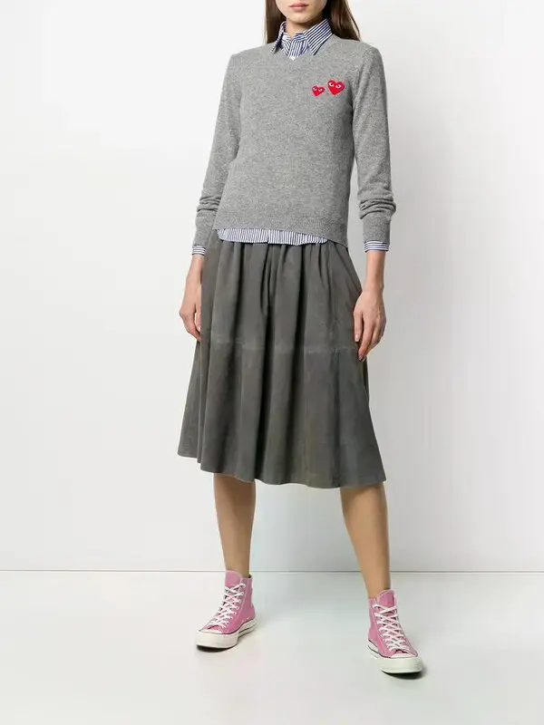 Play Comme Des Garcon Long Sleeve V-neck Sweater