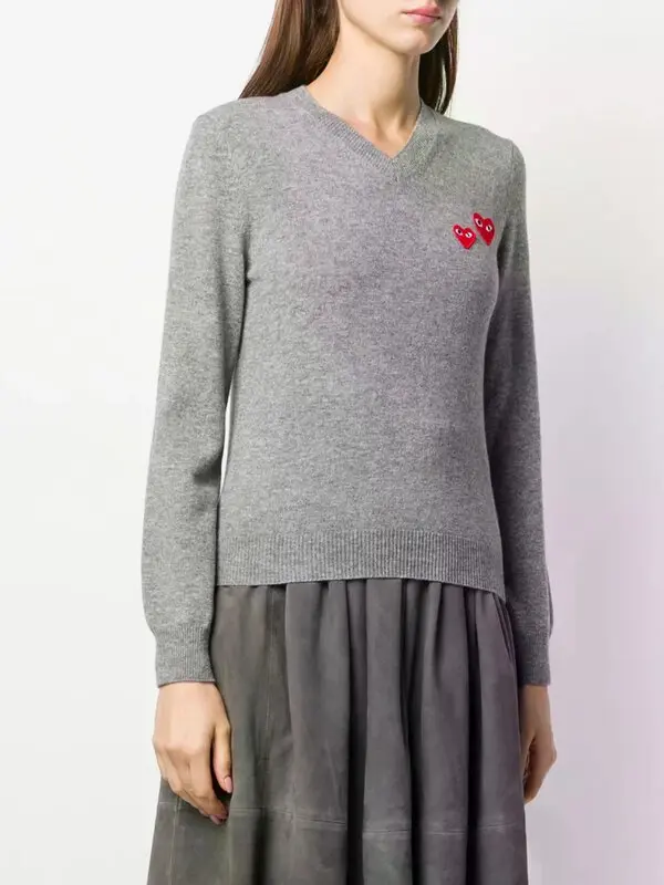 Play Comme Des Garcon Long Sleeve V-neck Sweater