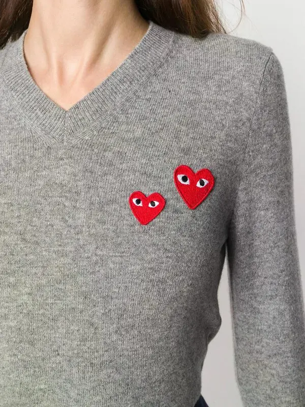 Play Comme Des Garcon Long Sleeve V-neck Sweater