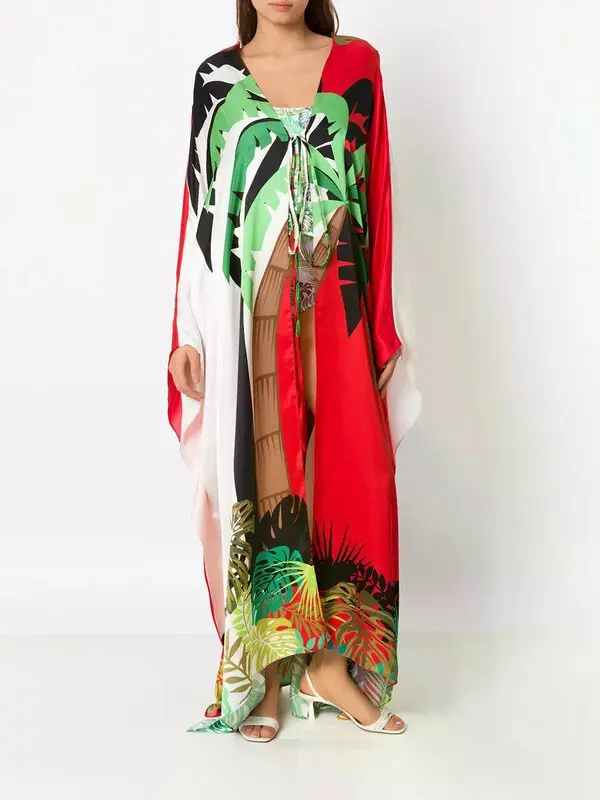 AMIR SLAMA Palm Leaf Print Kaftan