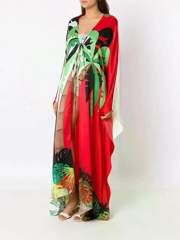 AMIR SLAMA Palm Leaf Print Kaftan