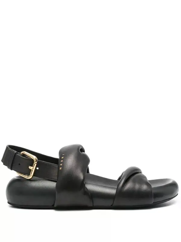 Marni Logo-print Leather Sandals - Black