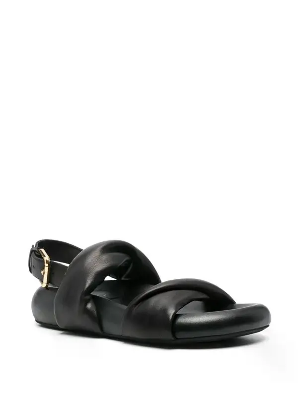 Marni Logo-print Leather Sandals - Black