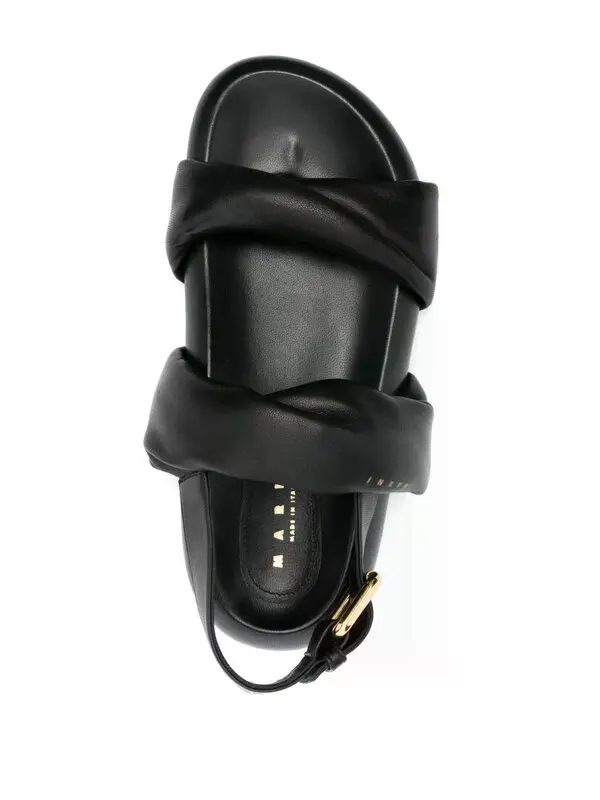 Marni Logo-print Leather Sandals - Black