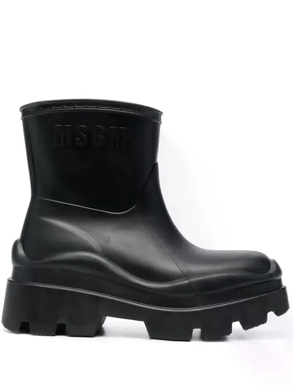 MSGM Logo-embossed Ankle Boots - Black
