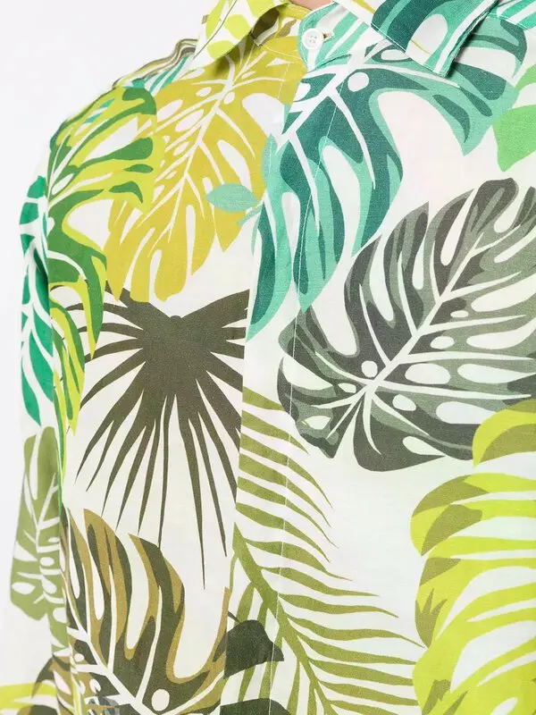 AMIR SLAMA Leaf Print Shirt