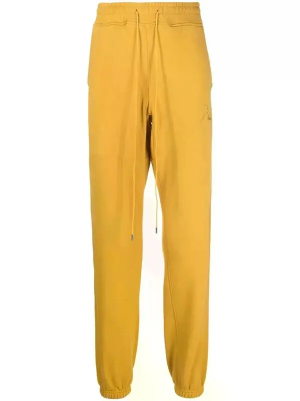 Rhude Embroidered-logo Drawstring Track Pants - Yellow