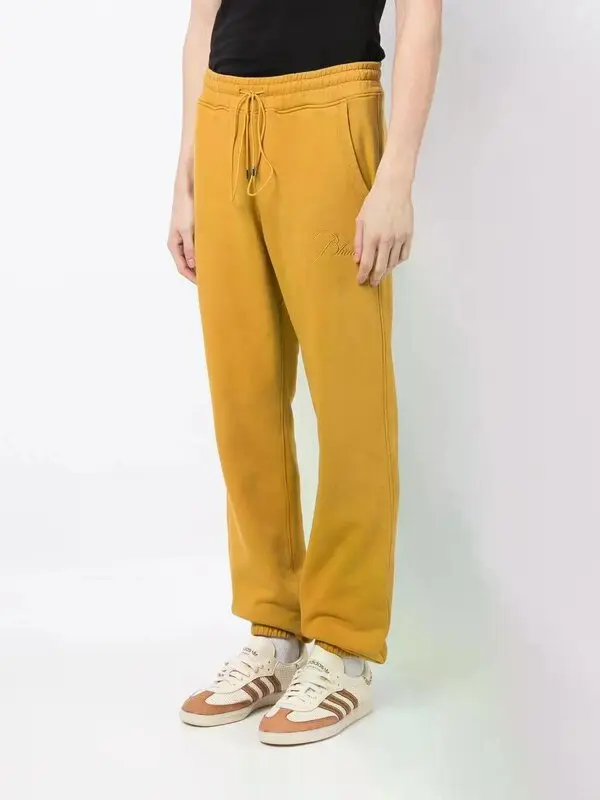 Rhude Embroidered-logo Drawstring Track Pants - Yellow