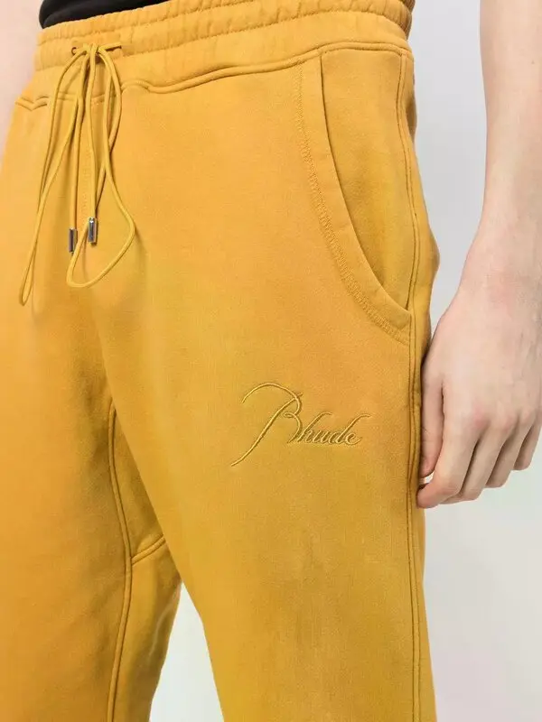 Rhude Embroidered-logo Drawstring Track Pants - Yellow