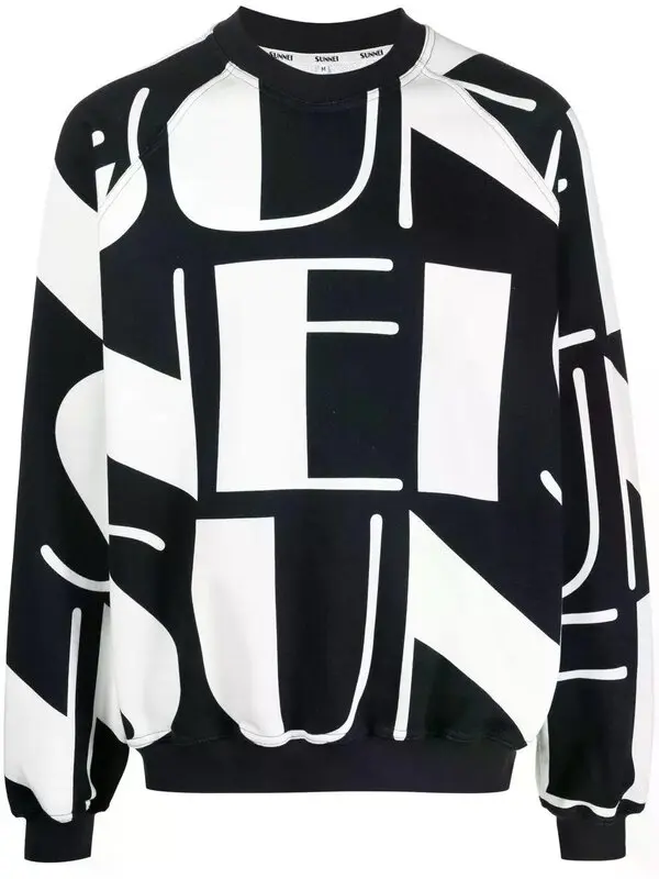 Sunnei Logo-print Long-sleeve Sweatshirt - Blue