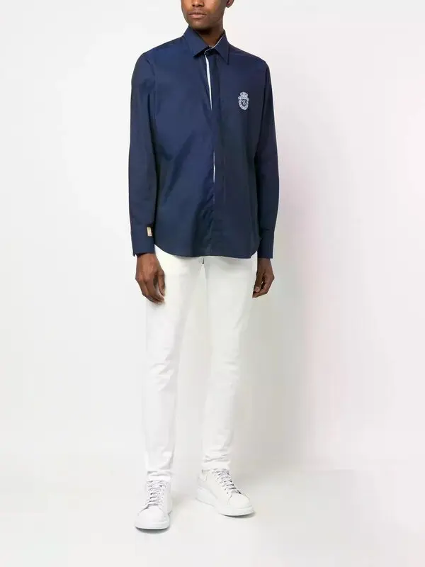 BILLIONAIRE Silver Cut Logo-print Shirt