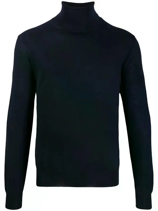 Canali Roll-neck Wool Sweater - Blue