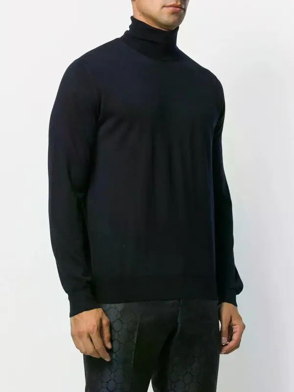 Canali Roll-neck Wool Sweater - Blue
