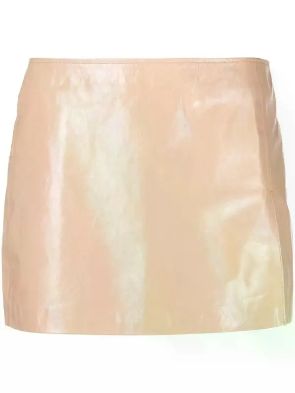 MANOKHI Side Slit Mini Leather Skirt