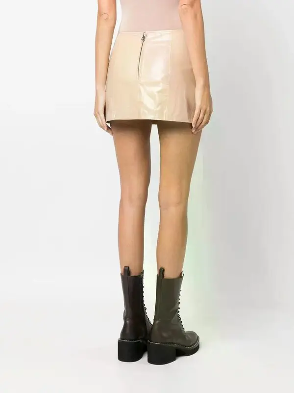 MANOKHI Side Slit Mini Leather Skirt