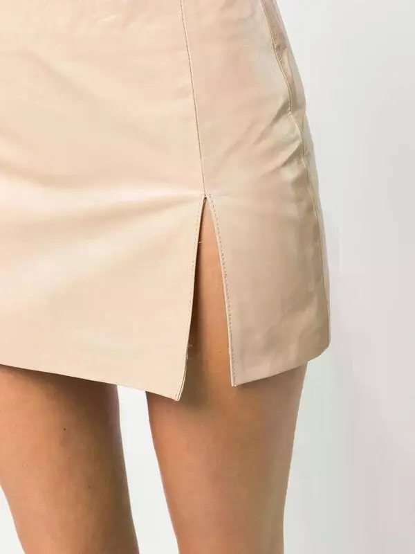 MANOKHI Side Slit Mini Leather Skirt