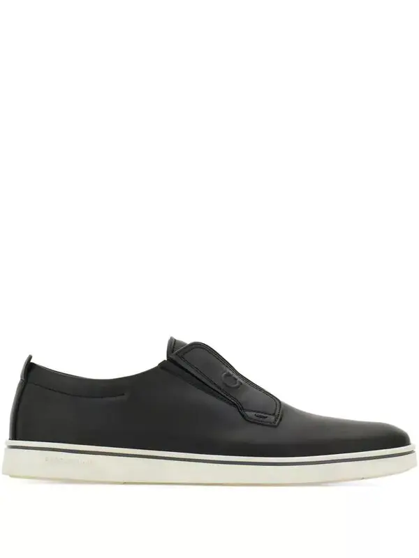 FERRAGAMO Derby Slip-on Leather Sneakers - Black