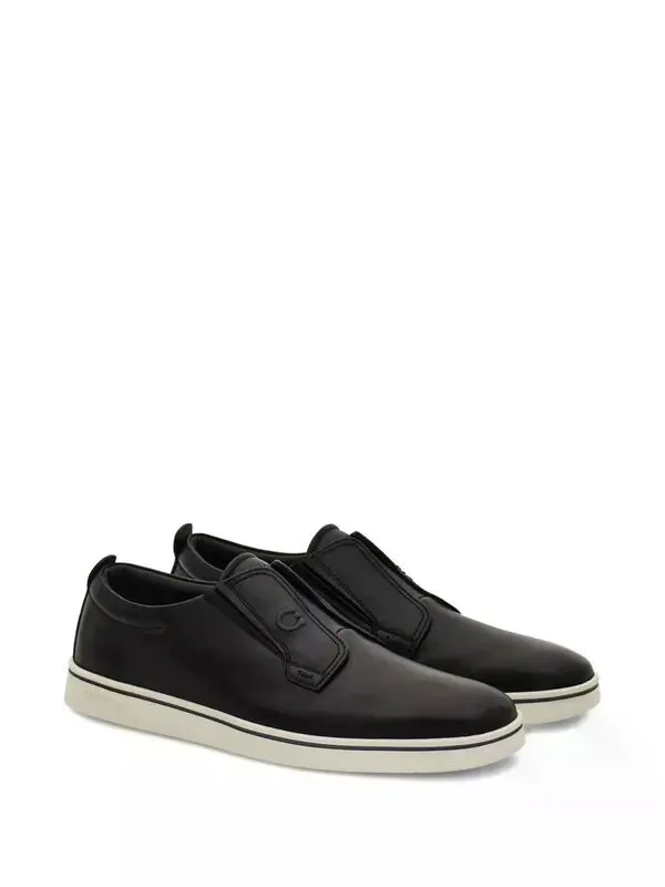 FERRAGAMO Derby Slip-on Leather Sneakers - Black
