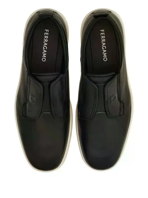 FERRAGAMO Derby Slip-on Leather Sneakers - Black
