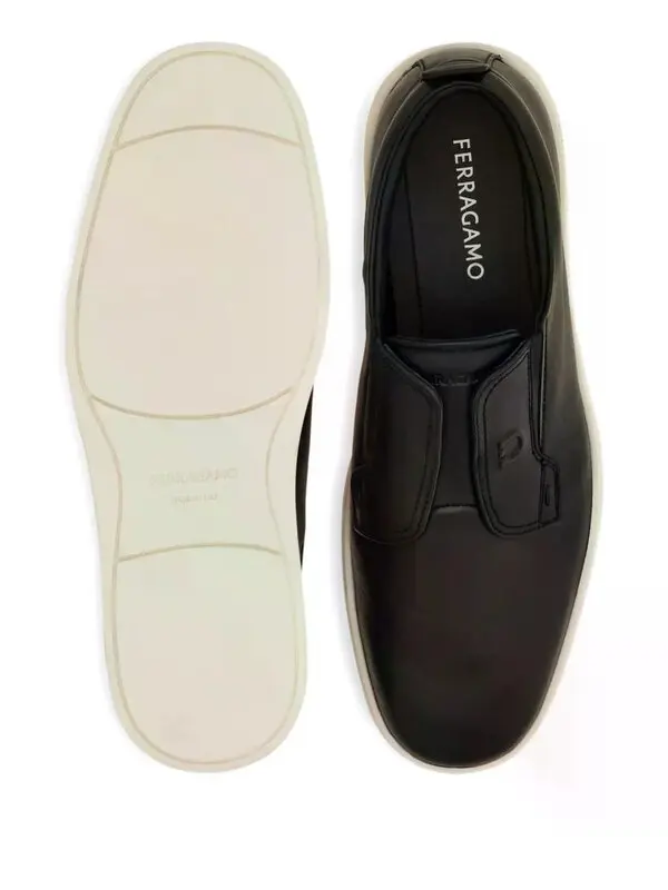 FERRAGAMO Derby Slip-on Leather Sneakers - Black