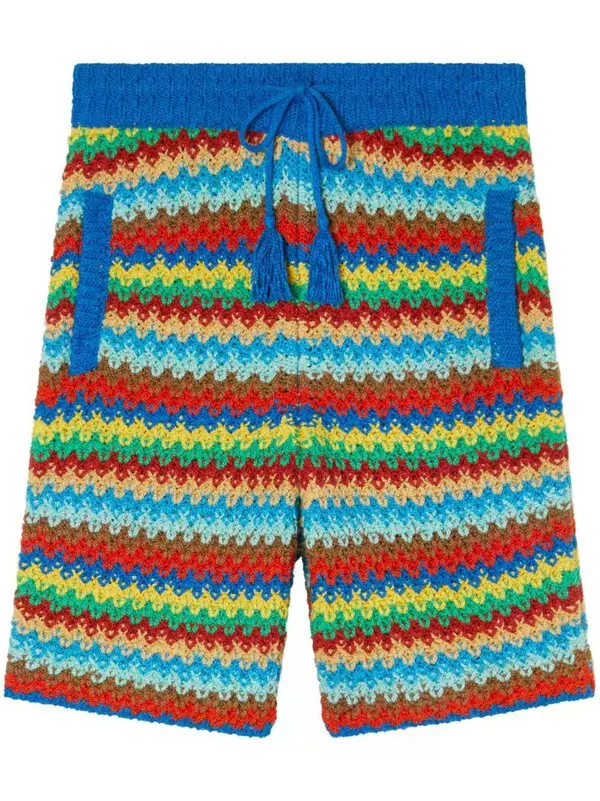 Alanui Over The Rainbow Crochet-knit Shorts - Blue