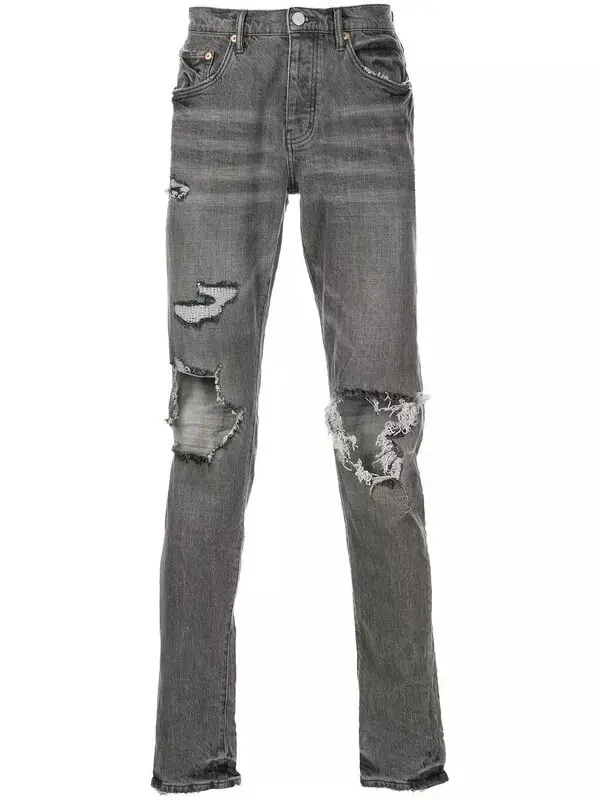 PURPLE BRAND Faded Distressed Slim-cut Jeans
