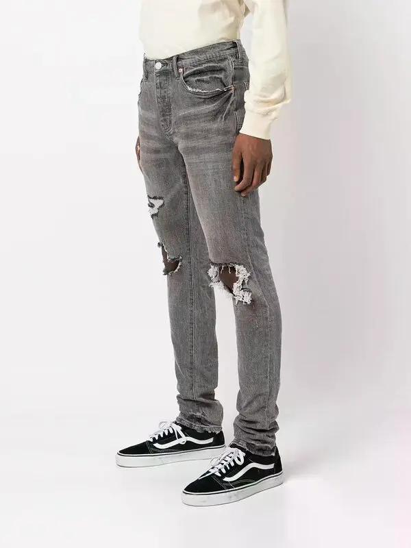 PURPLE BRAND Faded Distressed Slim-cut Jeans