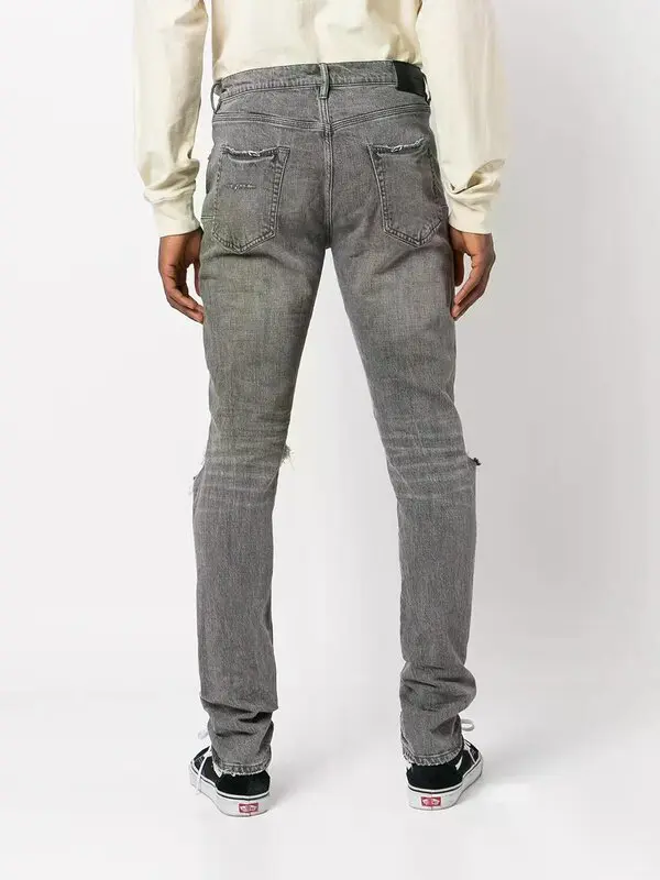 PURPLE BRAND Faded Distressed Slim-cut Jeans